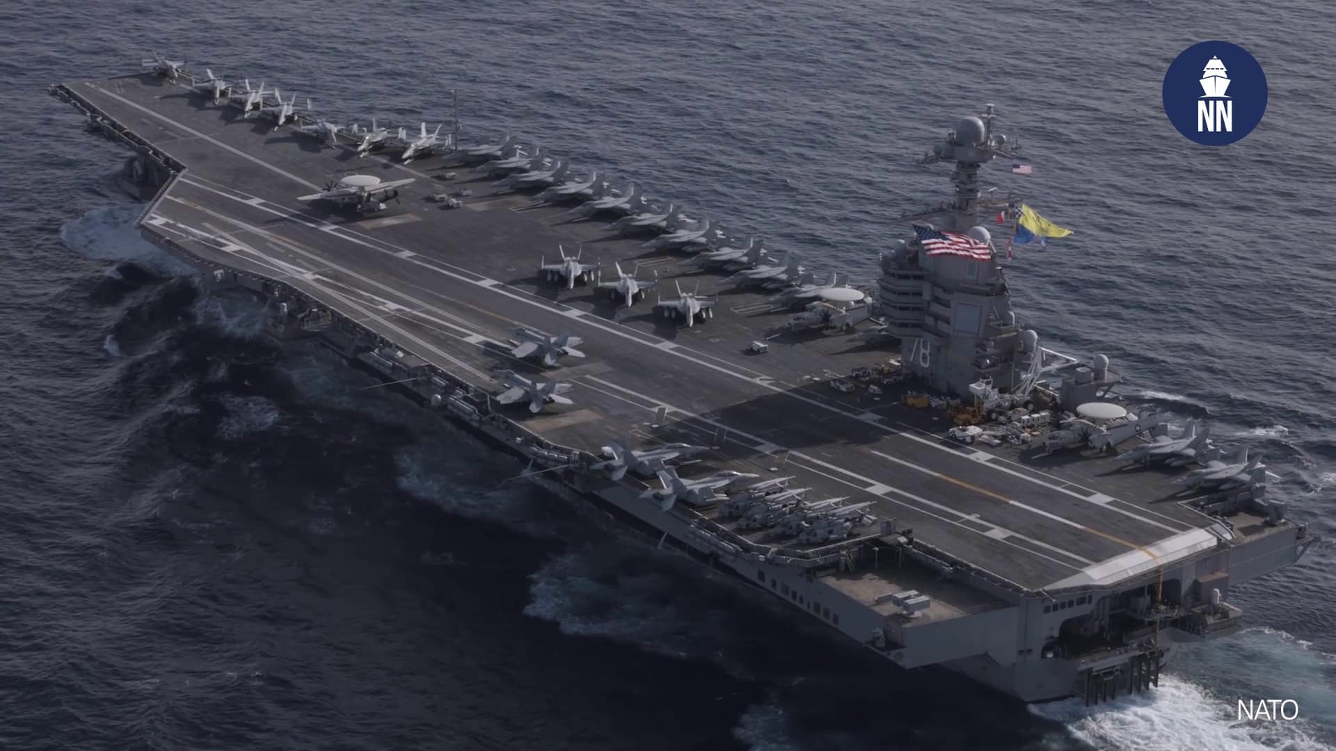 File Overhead View Of USS Gerald Ford CVN 78 And USS 45 OFF